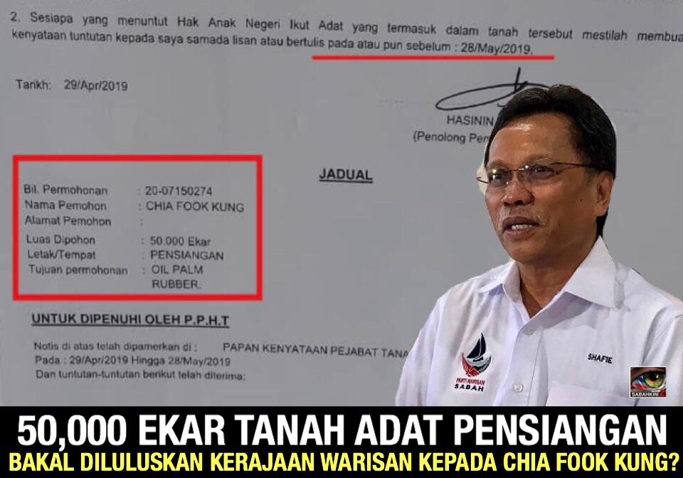 50,000 ekar tanah adat Pensiangan diluluskan Kerajaan Warisan kepada ...